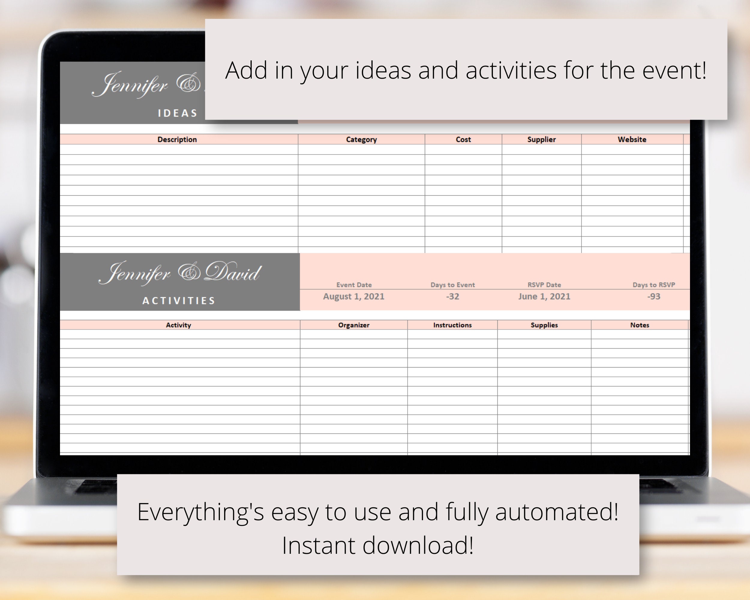Wedding Planning Excel Spreadsheet Bundle Wedding Planner - Etsy Canada