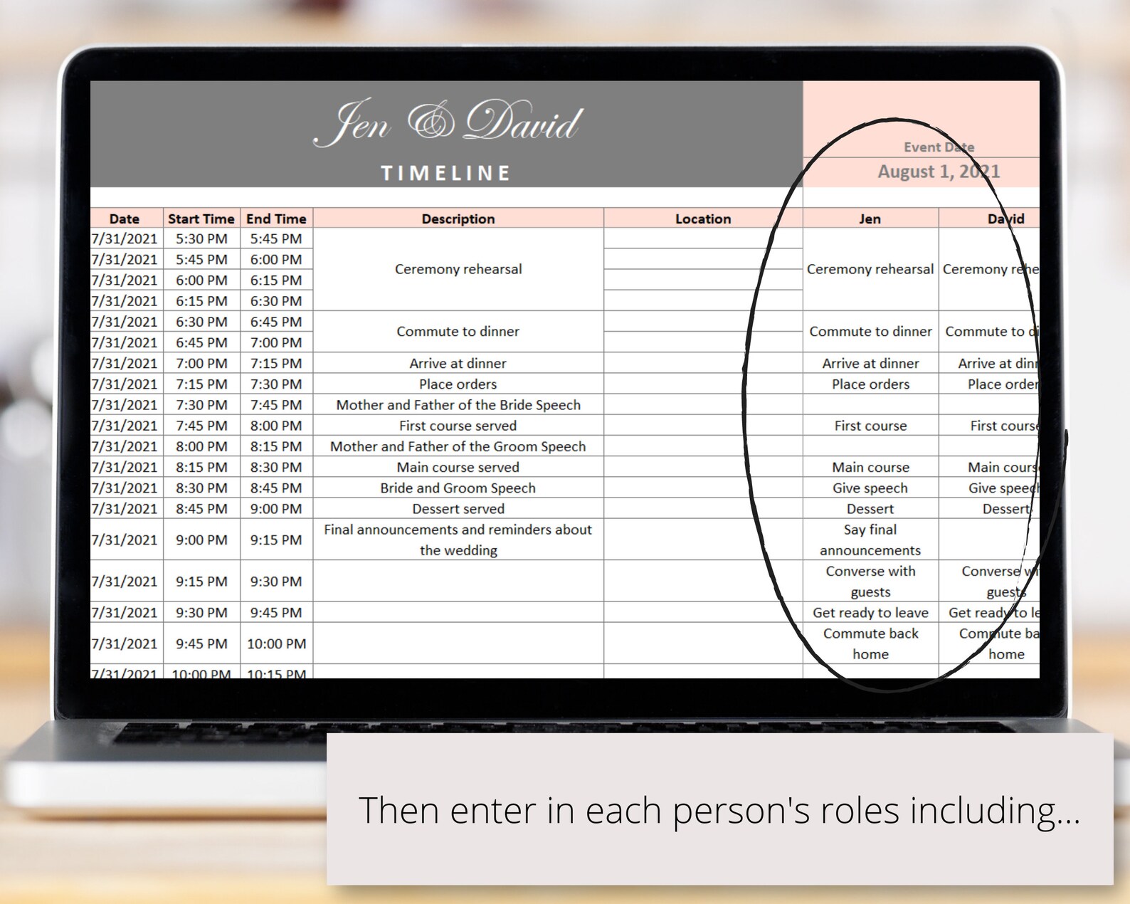 Wedding Event Timeline Excel Spreadsheet Wedding Itinerary - Etsy