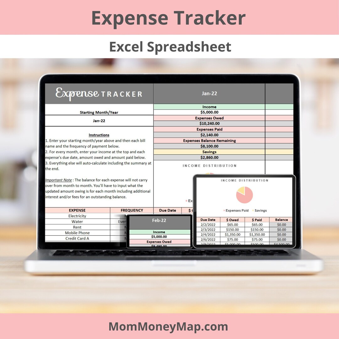 Expense Tracker Excel Spreadsheet | Income and Spending Planner Log ...