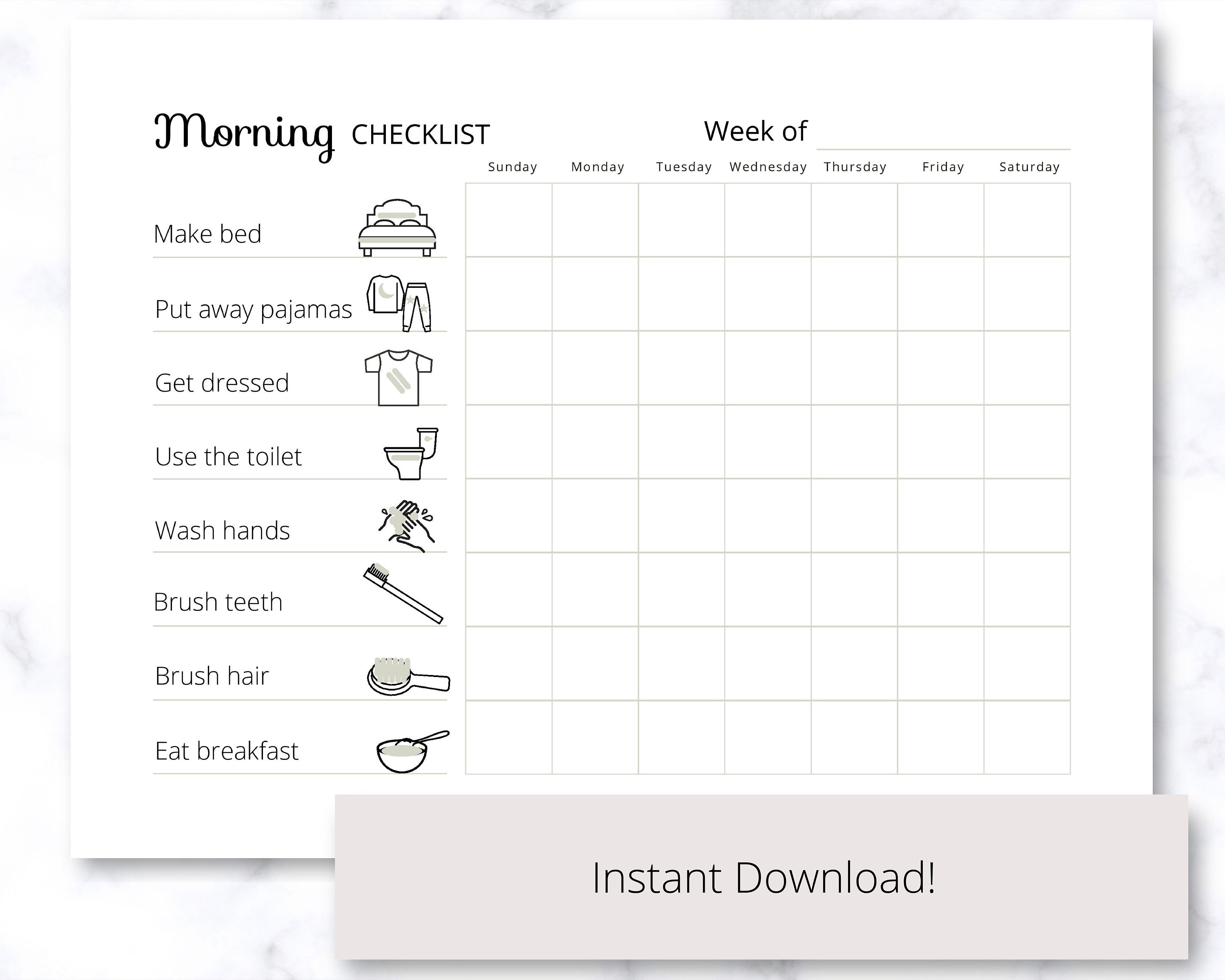 Kids Morning Routine, Kids Morning Checklist, Morning Routine Chart for ...
