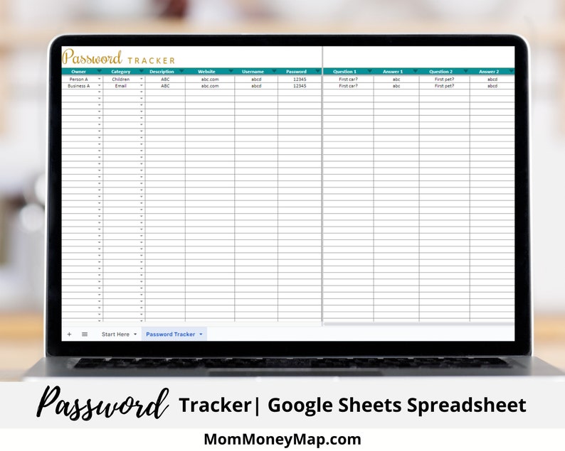 Password Tracker Google Sheets Spreadsheet to Log Logins and - Etsy