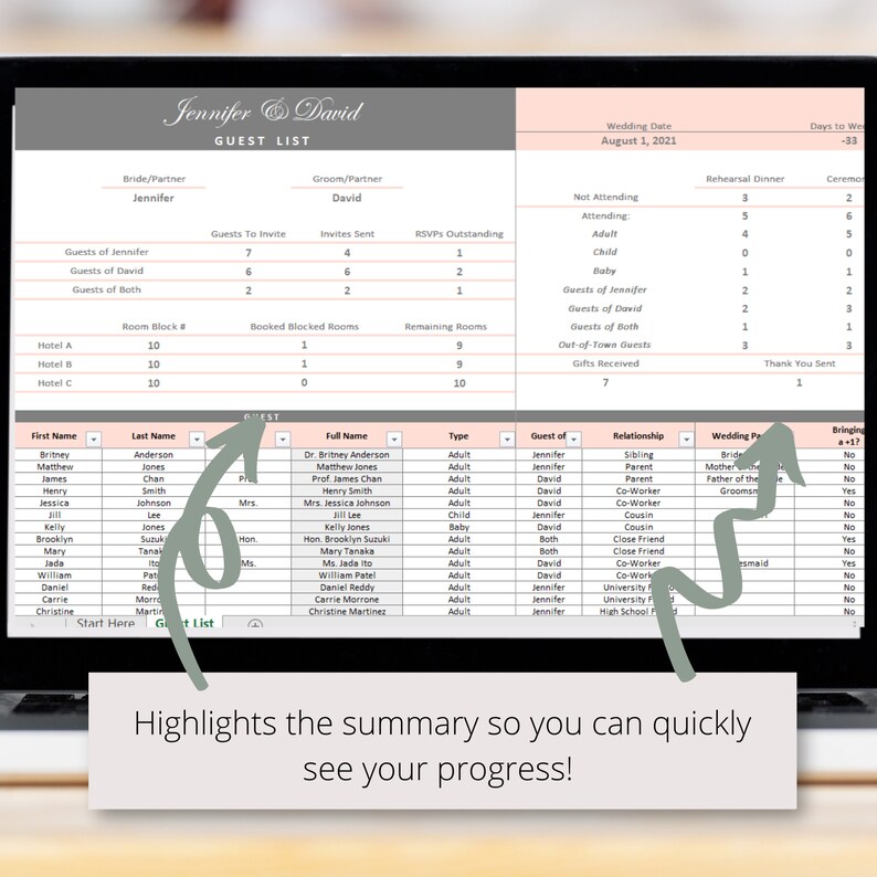Wedding Guest List Tracker Template | Excel Spreadsheet | Track ...