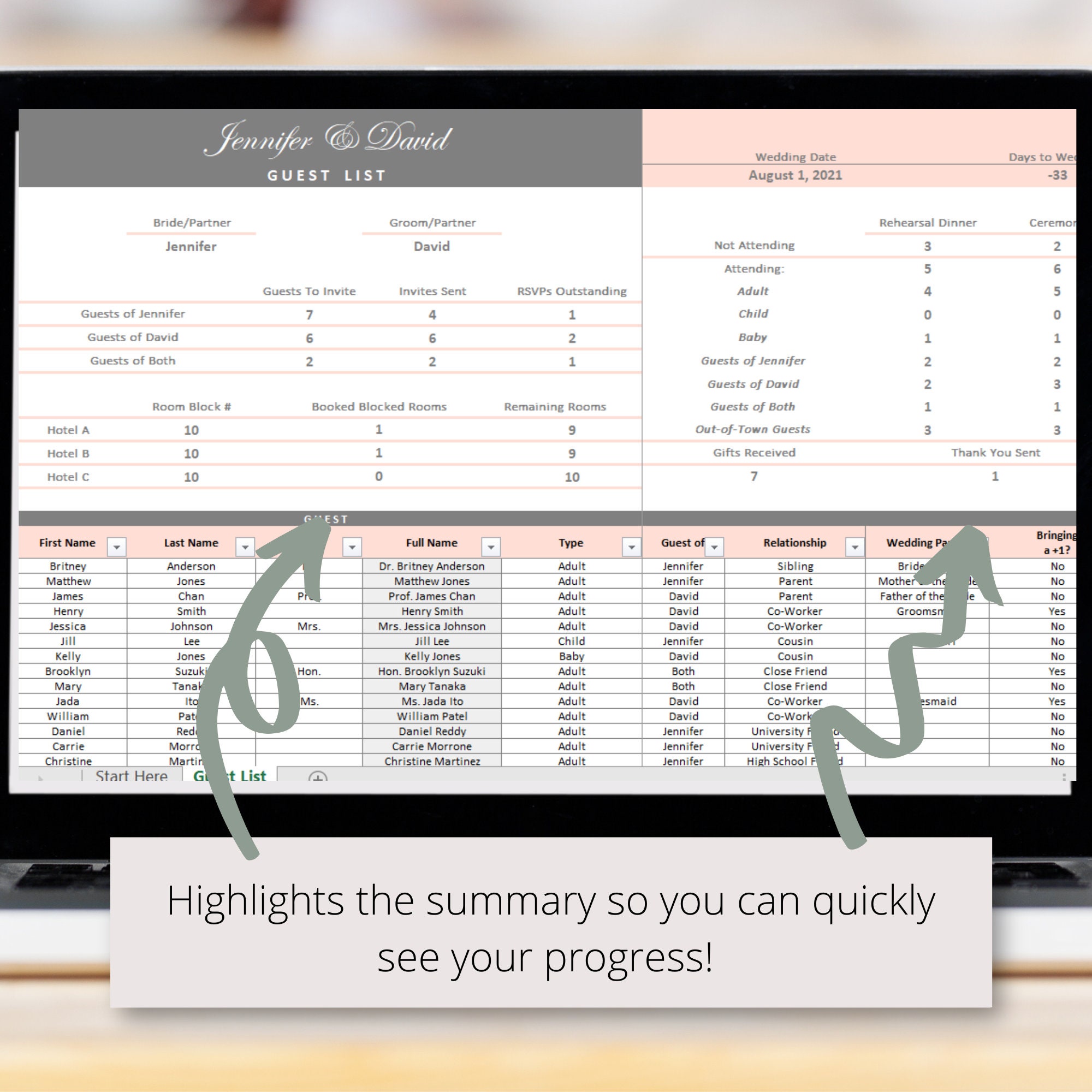Wedding Guest List Tracker Template | Excel Spreadsheet | Track ...