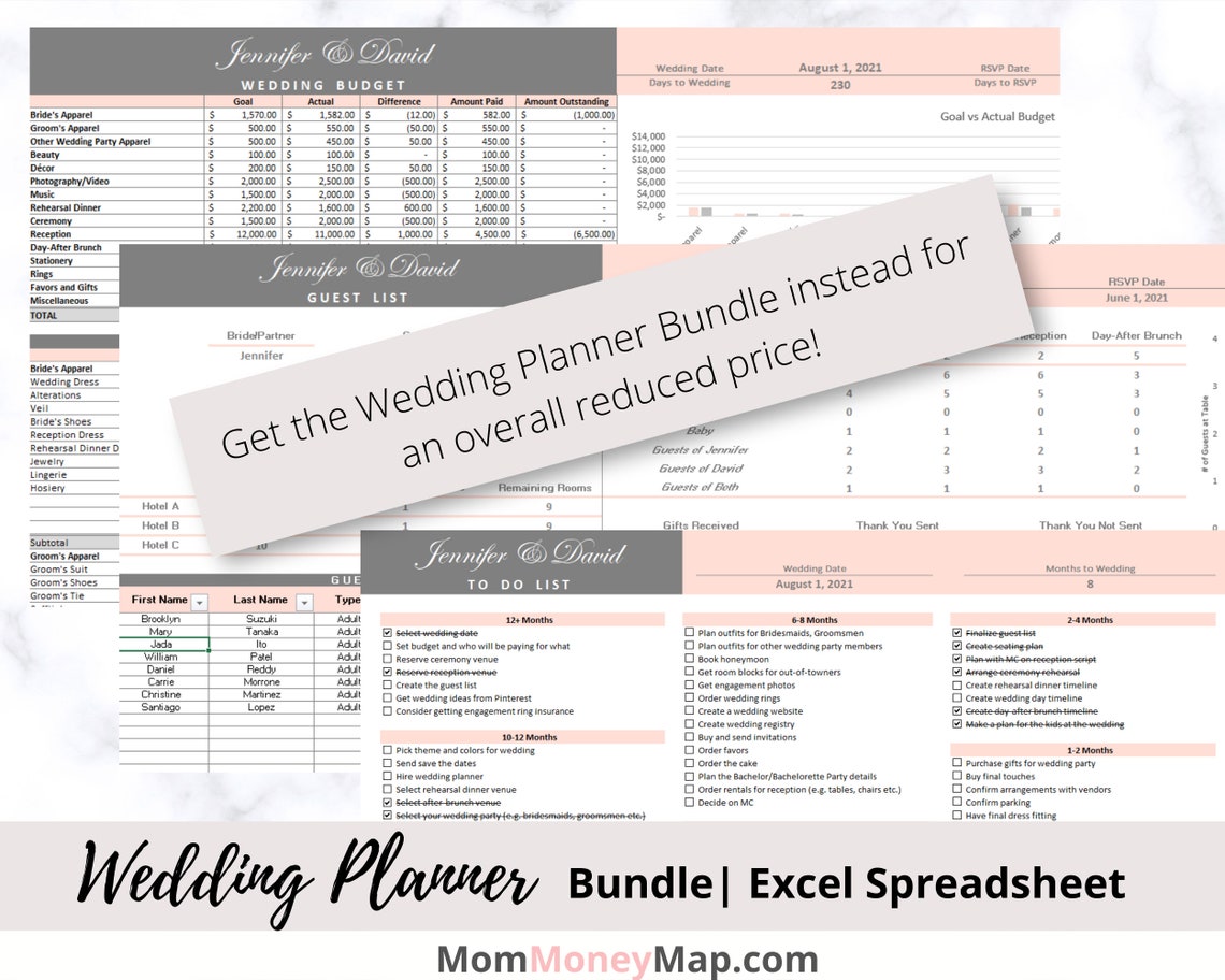 Wedding Event Timeline Excel Spreadsheet Wedding Itinerary - Etsy