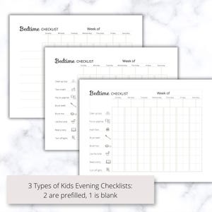 Kids Bedtime Routine Chart Checklist Printable for 2 Kids, Evening ...