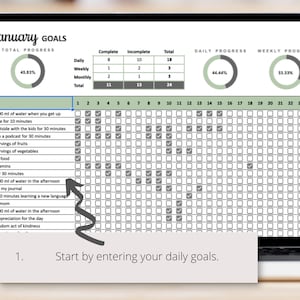Goal Sheet Planner Google Sheets Spreadsheet for Daily, Weekly ...