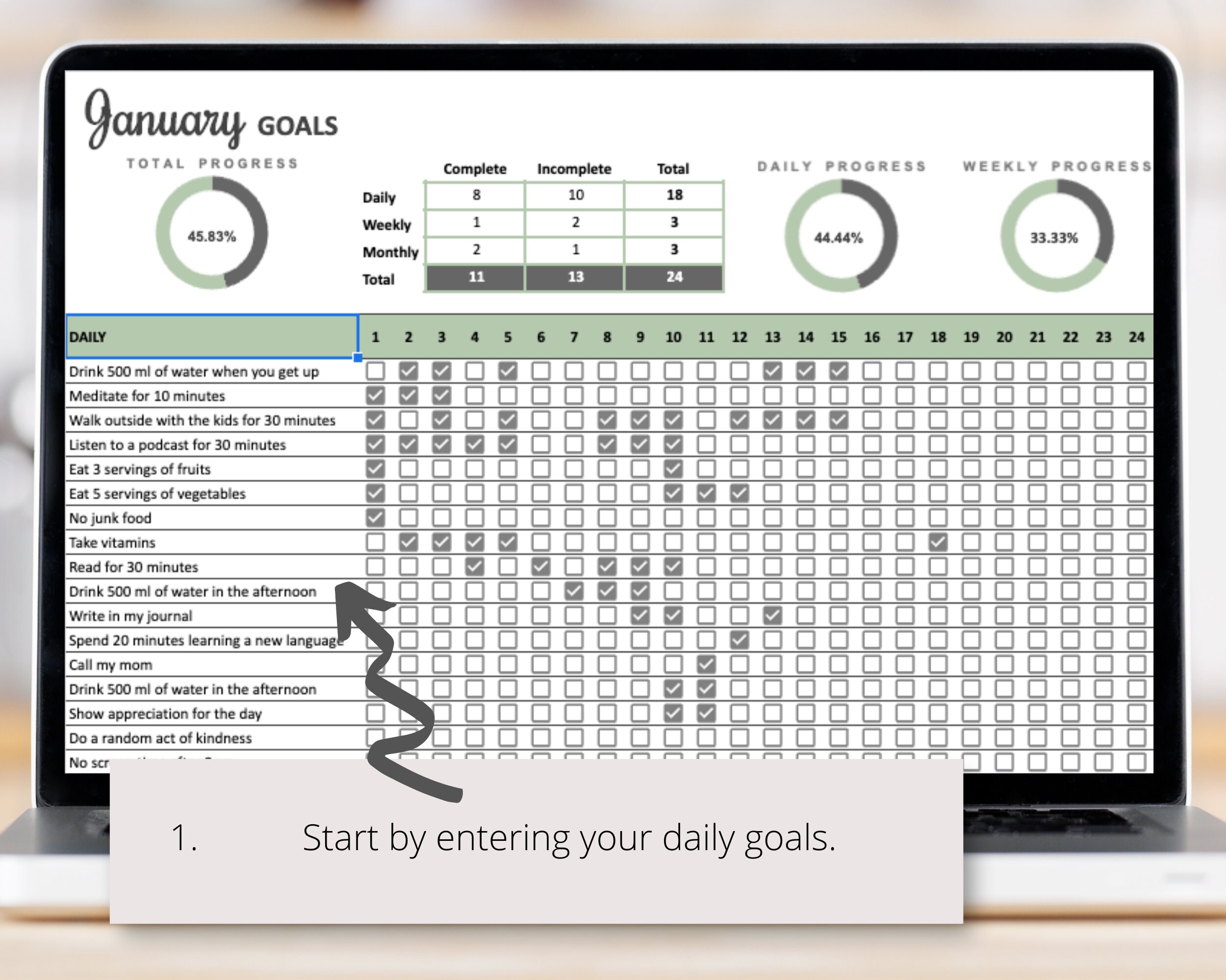 Goal Sheet Planner Google Sheets Spreadsheet for Daily Weekly - Etsy Canada