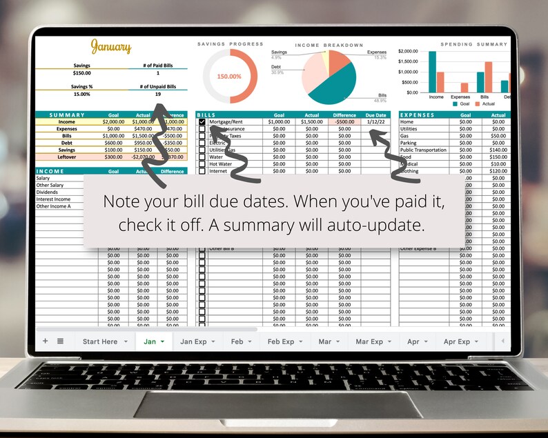 Simple Budget Google Sheets Spreadsheet Template, Personal Paycheck ...