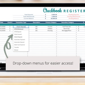 Checkbook Register Google Sheets Spreadsheet | Track Your Bank Accounts ...