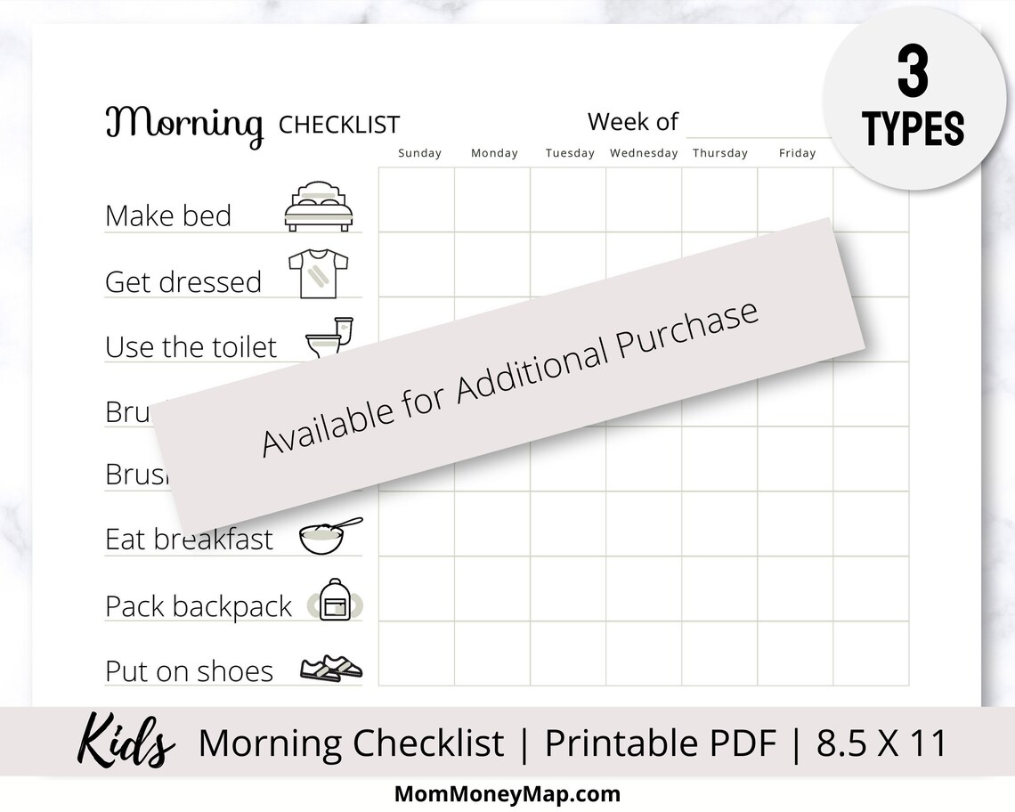 Kids Bedtime Routine Chart Checklist Printable - Etsy