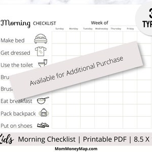 Kids Bedtime Routine Chart Checklist Printable, Evening/nighttime ...