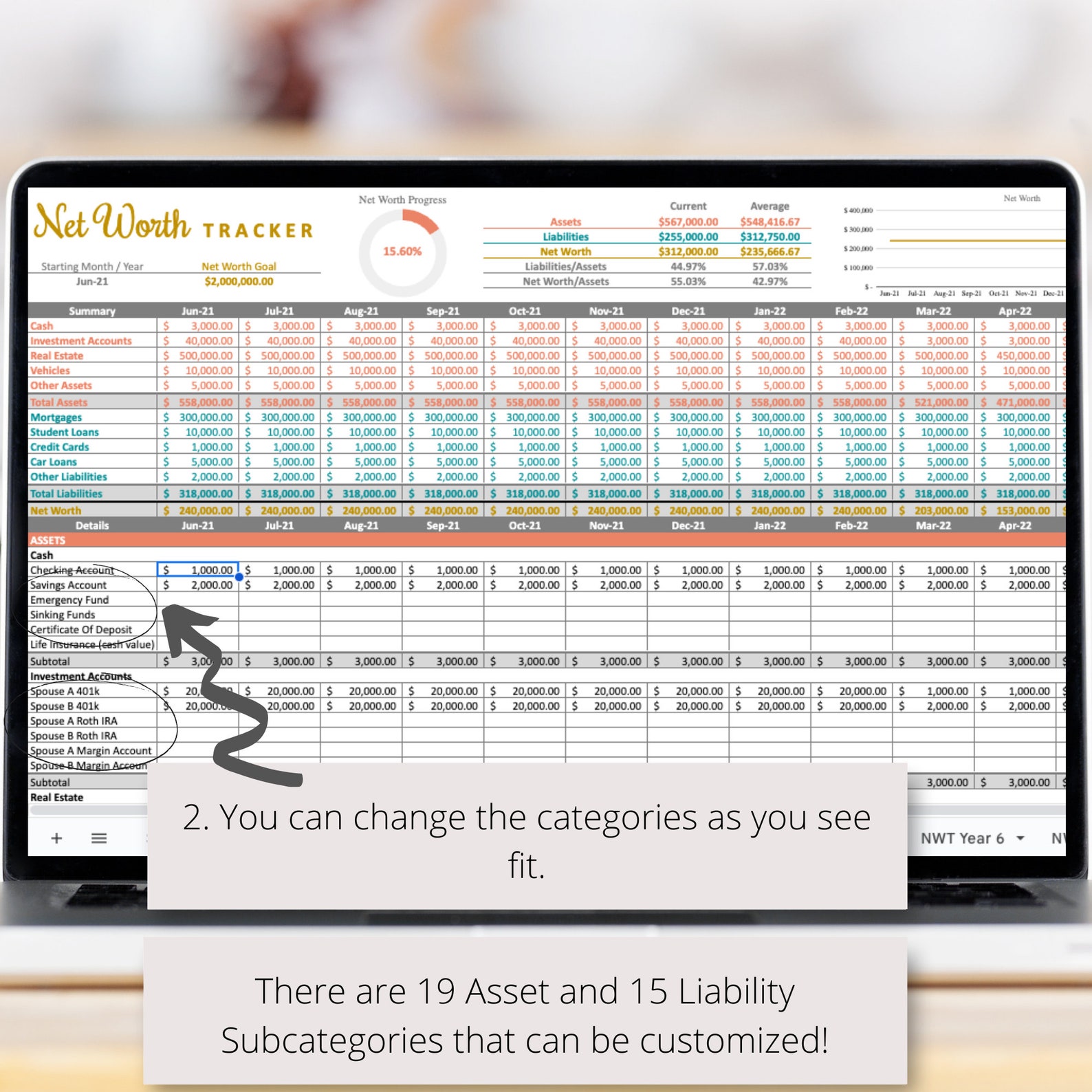 Net Worth Tracker Spreadsheet Template, Financial Net Worth Google ...