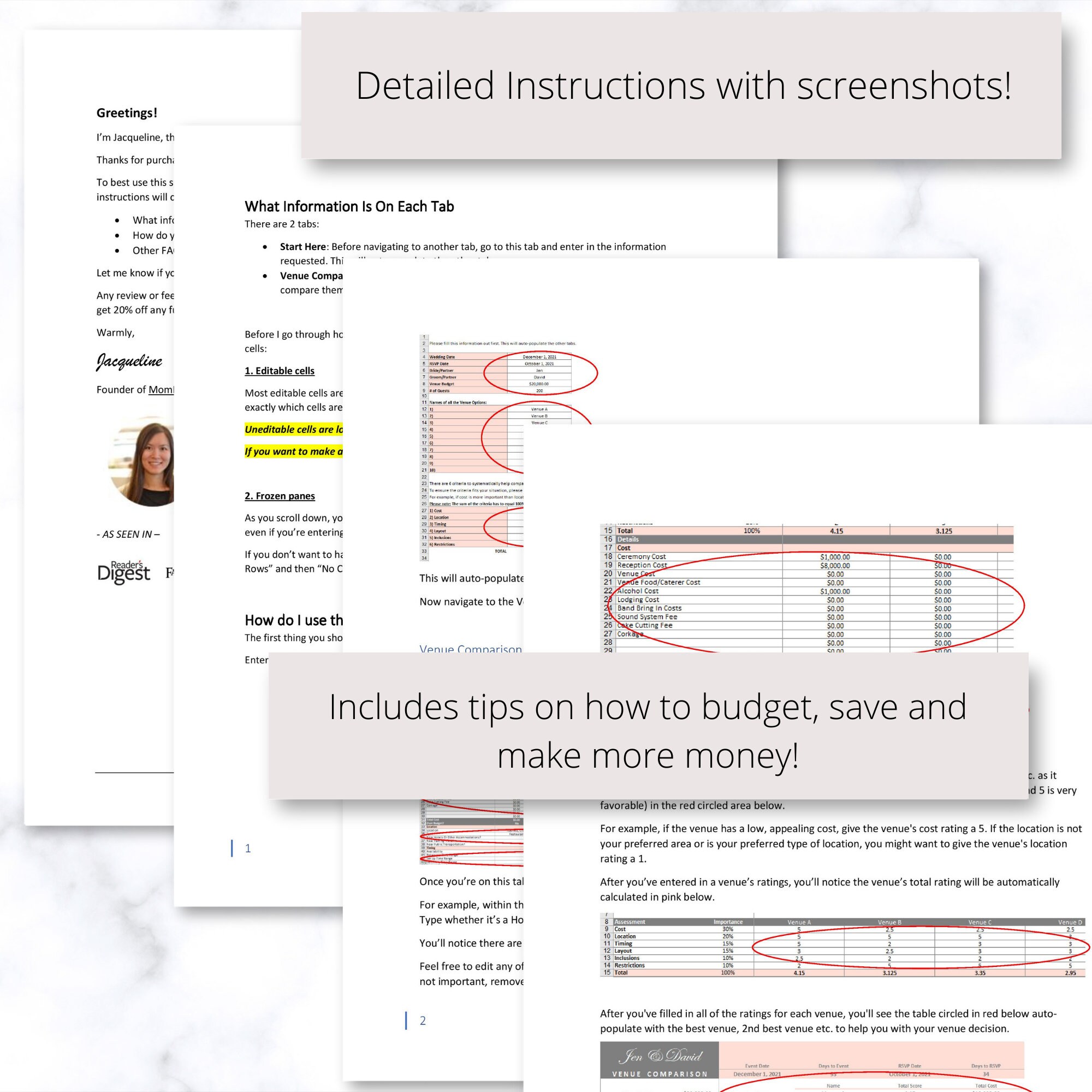 Wedding Venue Comparison Excel Spreadsheet | Compare Wedding Venues ...