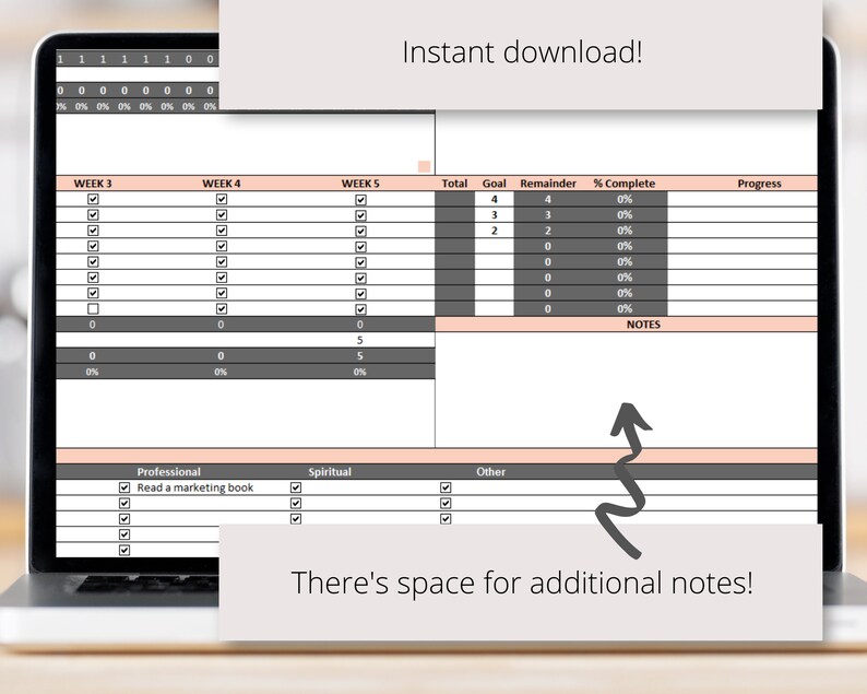 Goal Setting Planner Editable Template Digital Fillable Excel ...