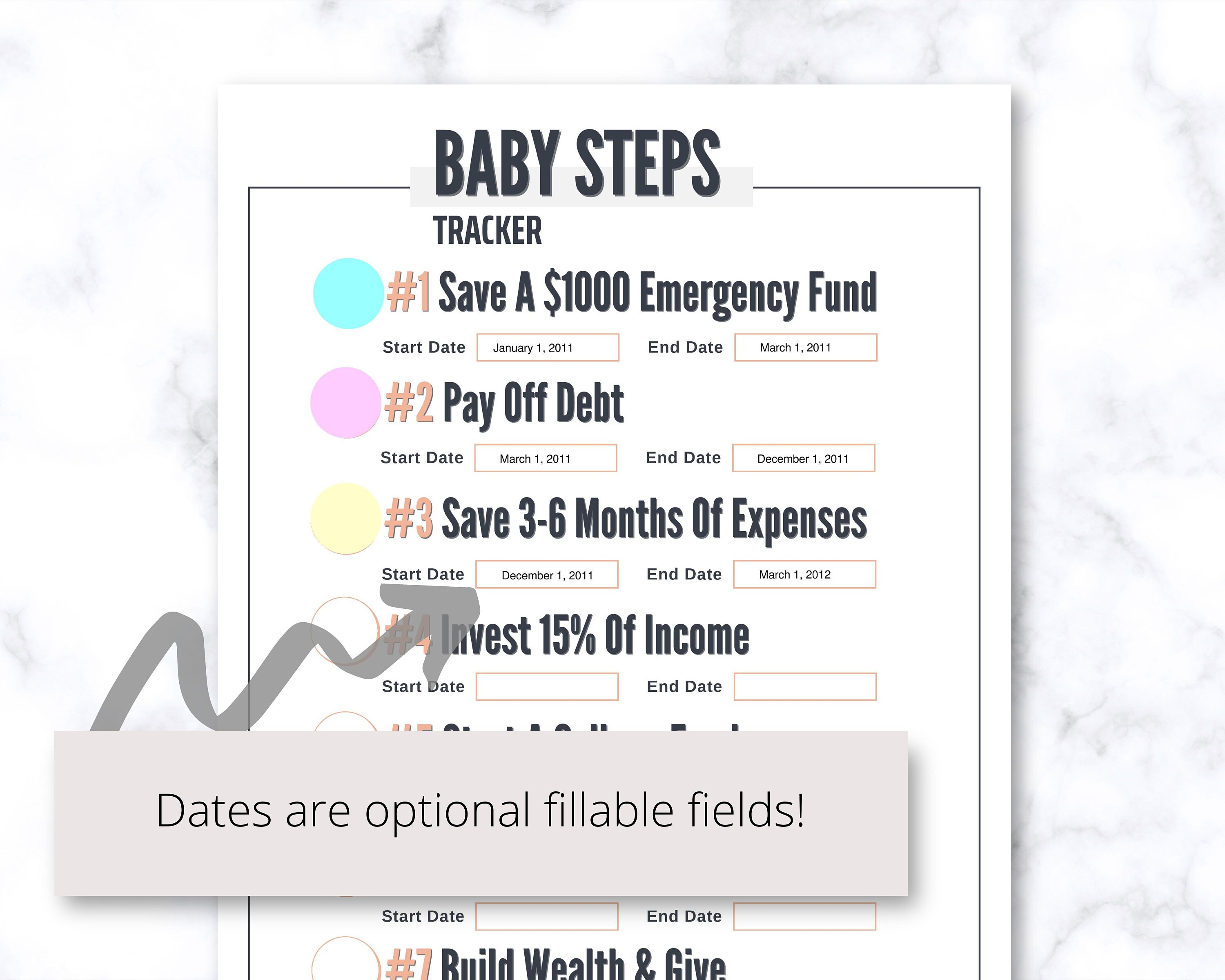 Dave Ramsey Baby Steps Tracker, Steps 1-7 Planner Printable PDF Digital ...
