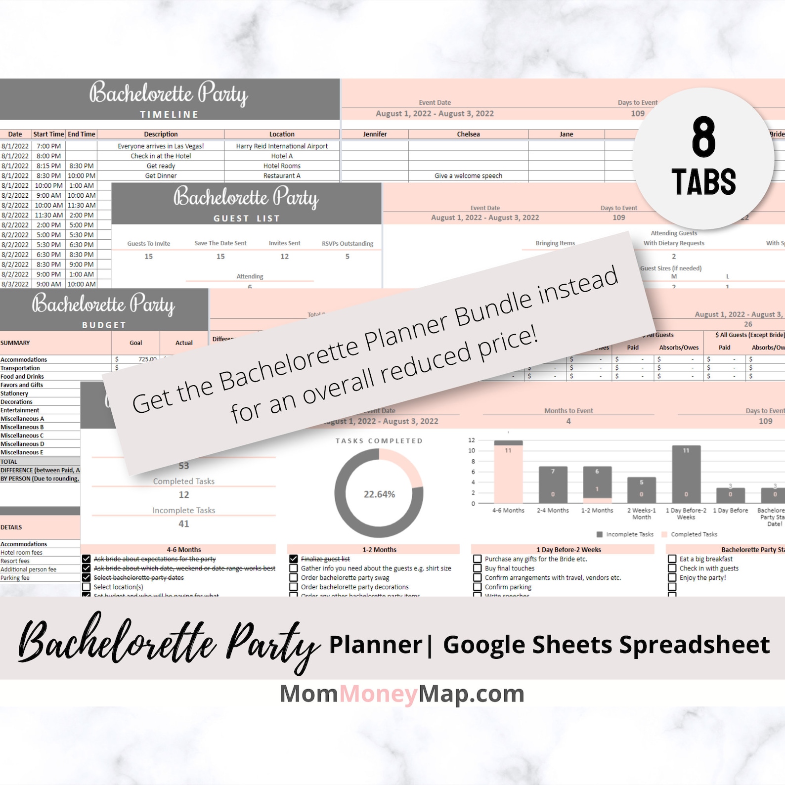 Bachelorette Budget Google Sheets Spreadsheet to Plan Your Bach Party ...