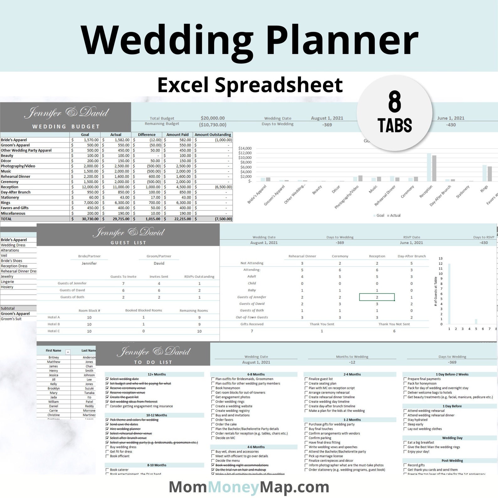 Plantilla de hoja de cálculo de Excel para planificación de bodas ...