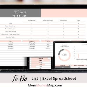To Do List Excel Spreadsheet Template Track Your Tasks With - Etsy