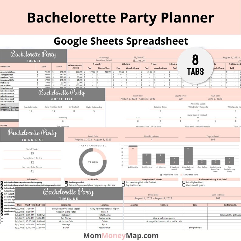 Bachelorette Plan, Hen Party Planning Template, Bridesmaid Party ...