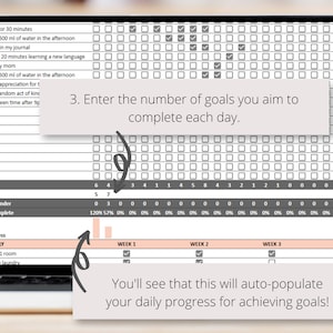 Goal Planner Google Sheets Spreadsheet, Digital Goal Tracker (daily ...