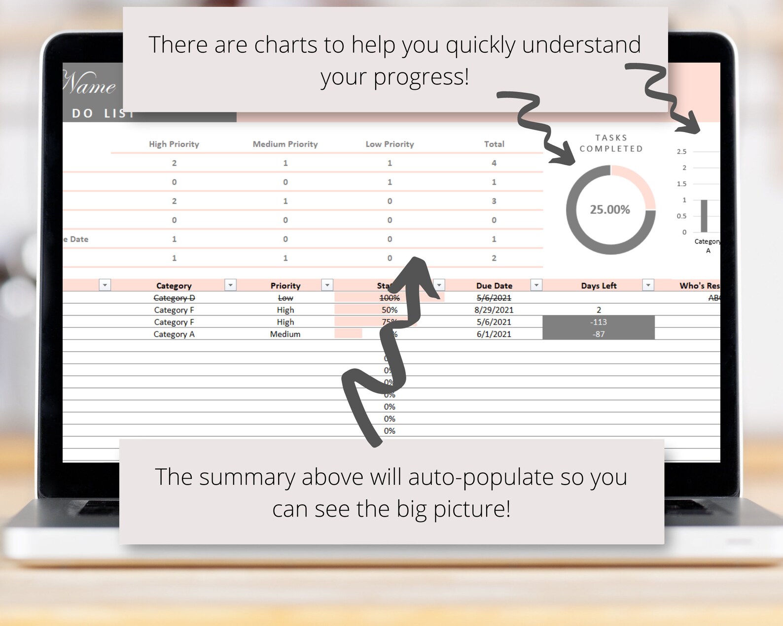 To Do List Excel Spreadsheet Template Track Your Tasks With - Etsy