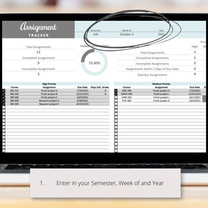 Homework Tracker Google Sheets Spreadsheet Template, Assignment Log ...