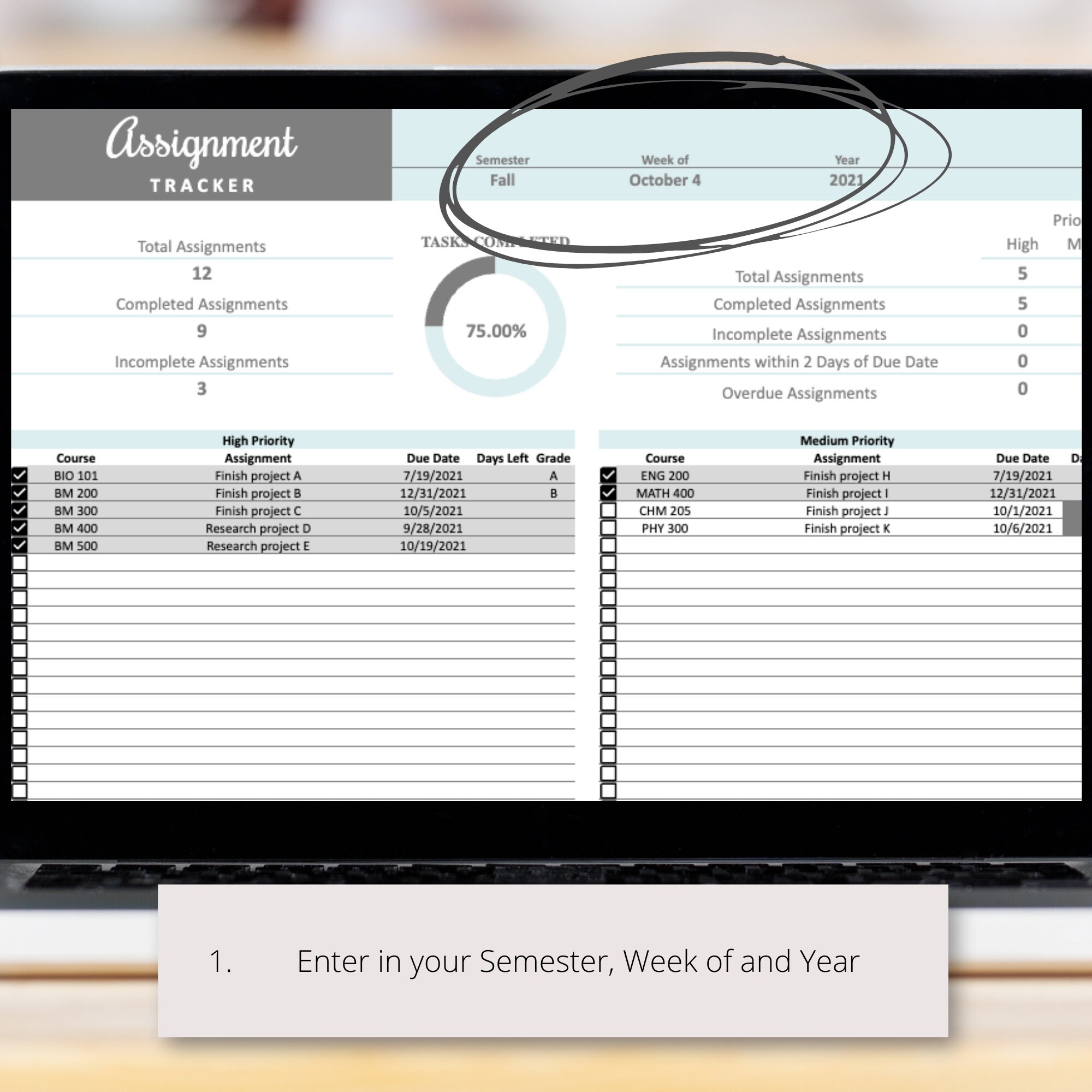 Homework Tracker Google Sheets Spreadsheet Template, Assignment Log ...