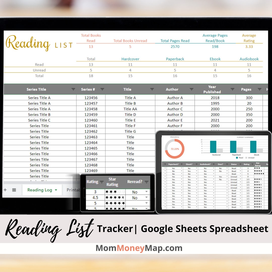 Book Reading List Spreadsheet Reading Planner Challenge - Etsy