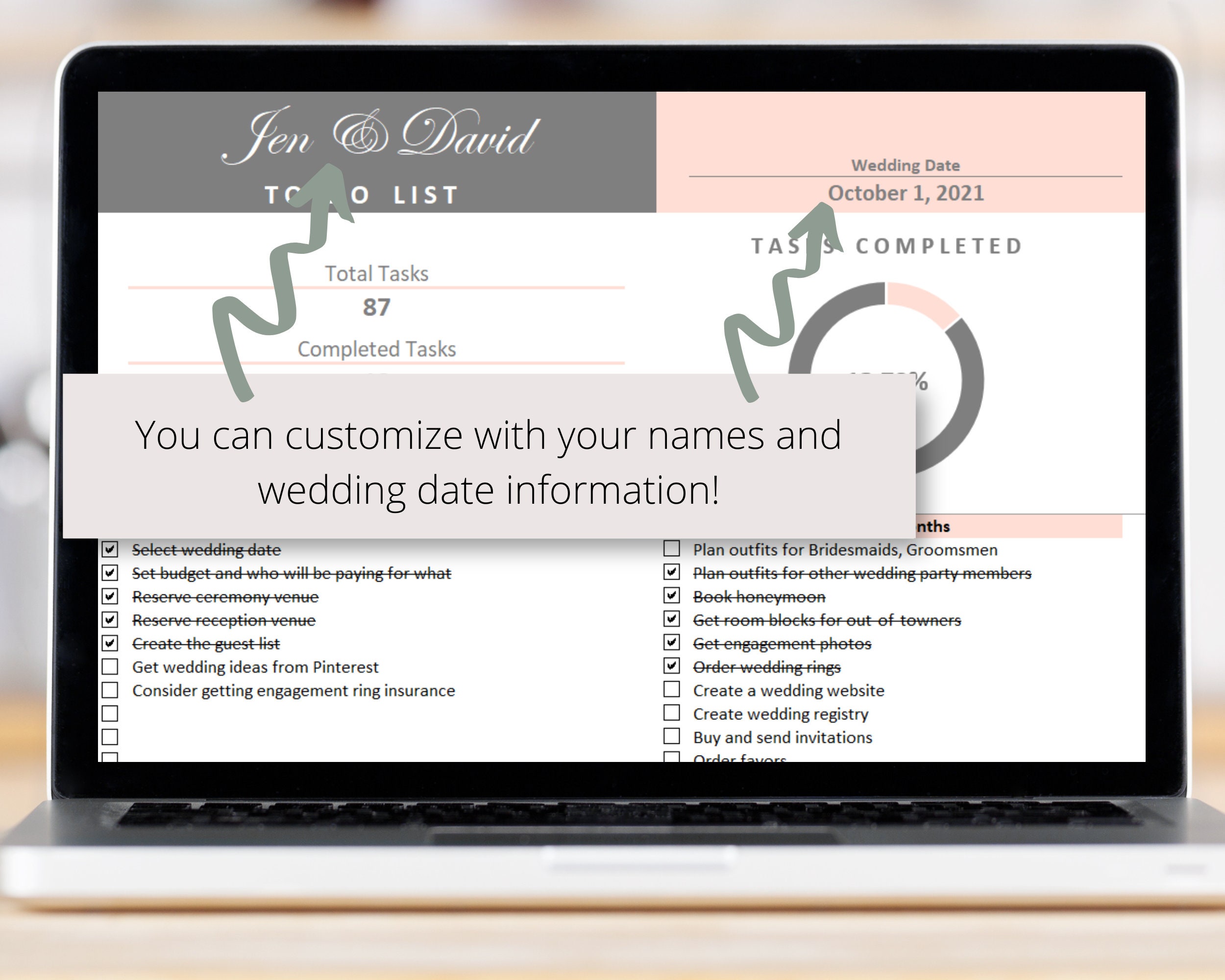 Wedding to Do List Checklist Excel Spreadsheet, Wedding Plan List To-do ...