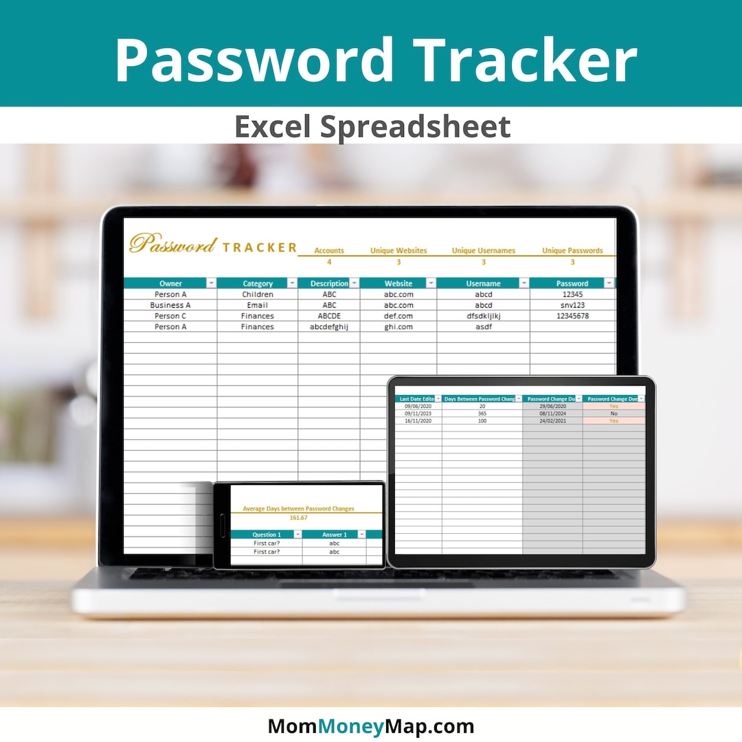 Password Tracker Excel Spreadsheet | Organize Your Accounts and ...