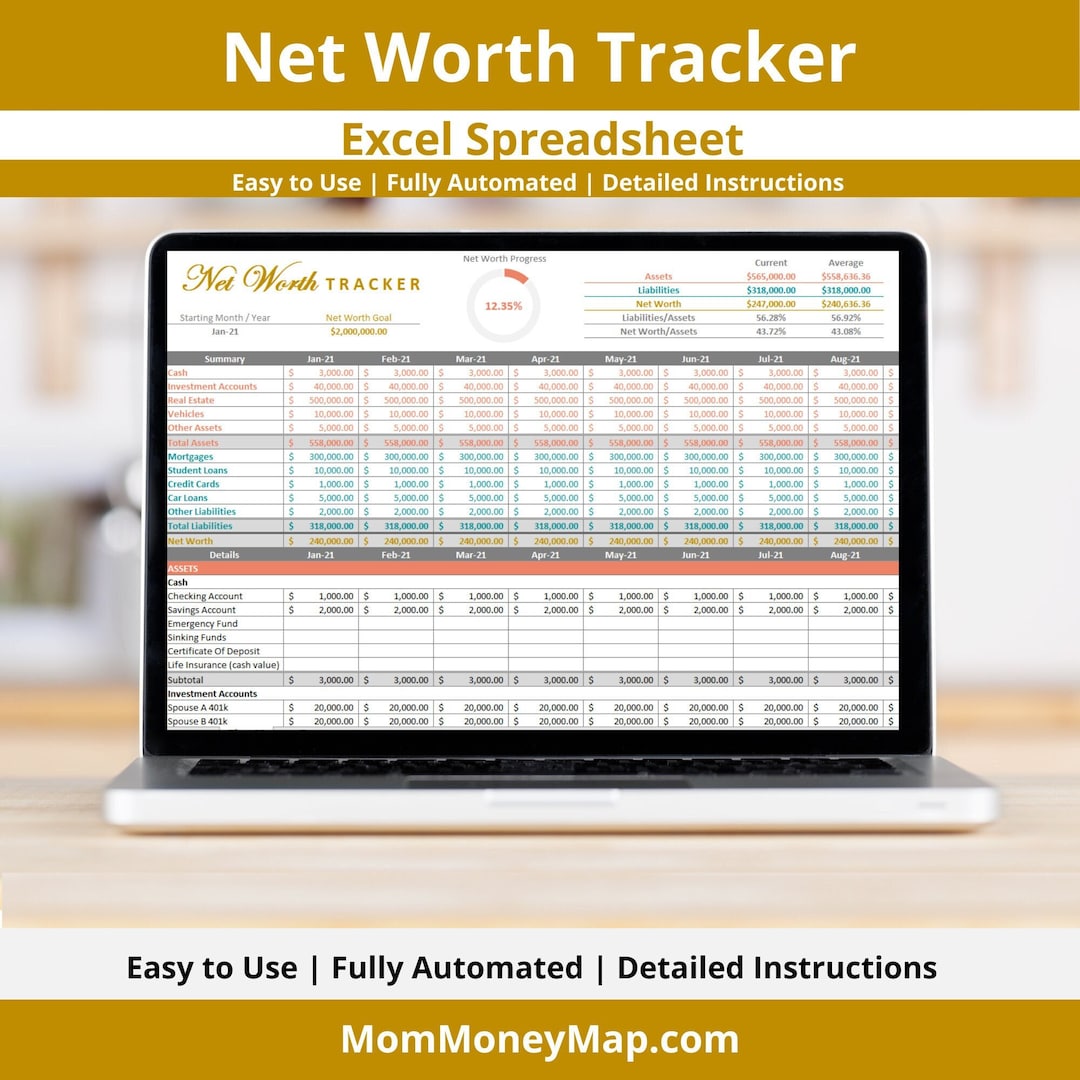 Net Worth Tracker Spreadsheet | Net Worth Excel Worksheet Template ...