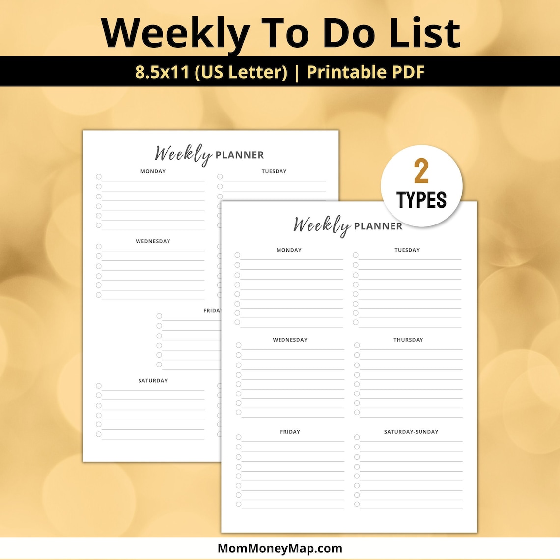 Weekly to Do List Printable, Weekly Checklist, Weekly Goal List, Weekly ...