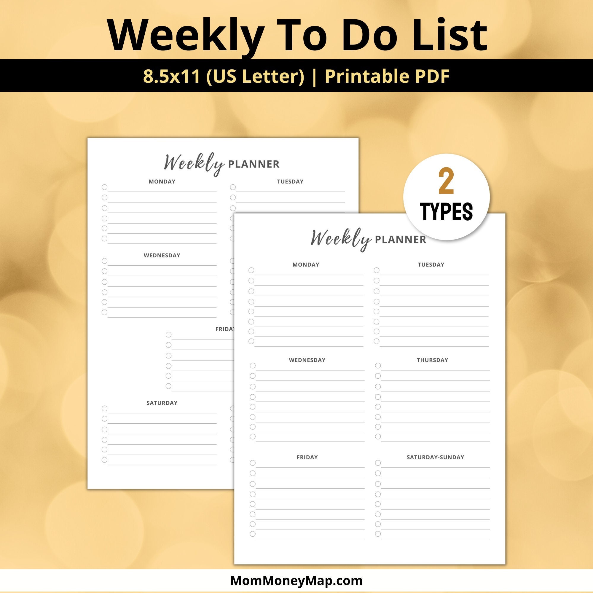 Weekly to Do List Printable, Weekly Checklist, Weekly Goal List, Weekly ...
