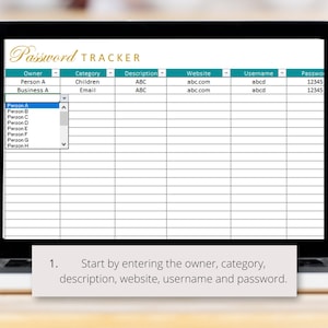 Password Tracker Excel Spreadsheet, Organize Your Logins, Accounts and Passwords, Password ...