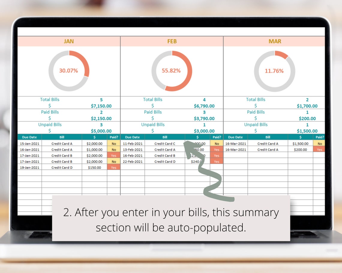 Monthly Bill Tracker Planner Excel Spreadsheet | Log and Organize Your ...