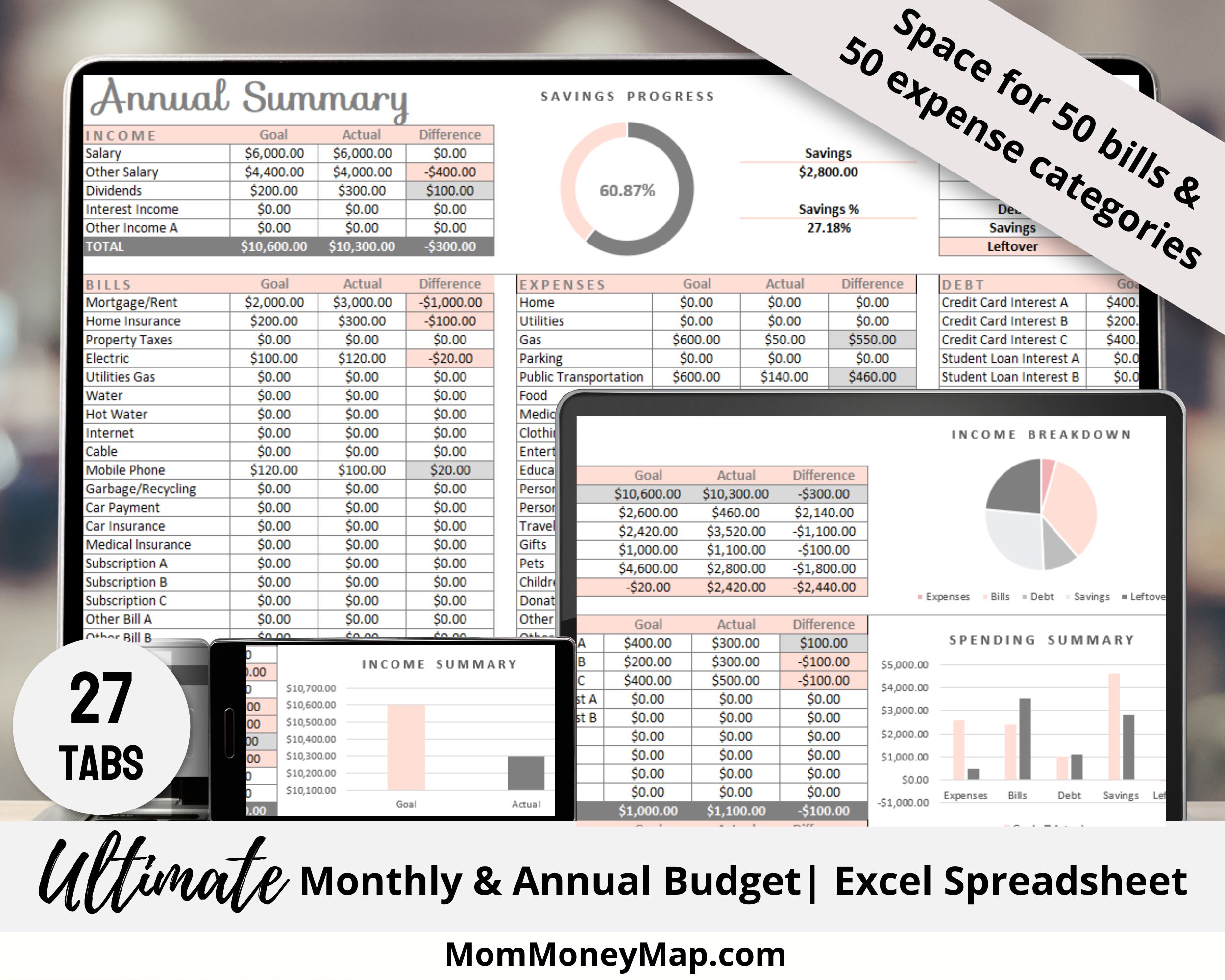 Personal Monthly Budget Excel Spreadsheet Planner Editable - Etsy