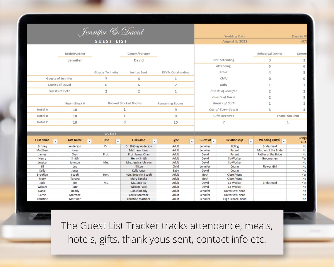 Wedding Planning Excel Spreadsheet Template Wedding Planning - Etsy