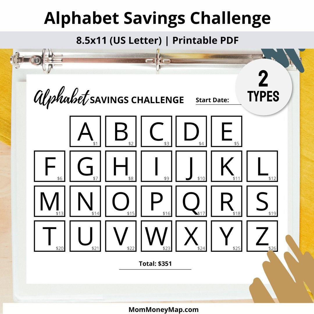 Alphabet Savings Challenge Printable PDF, 26 Weeks Savings Challenges ...