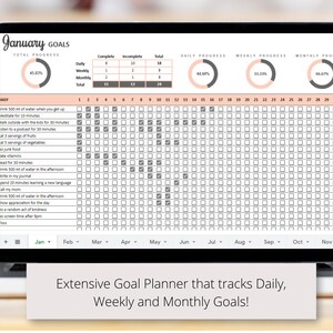 Goal Planner Google Sheets Spreadsheet, Digital Goal Tracker (daily ...