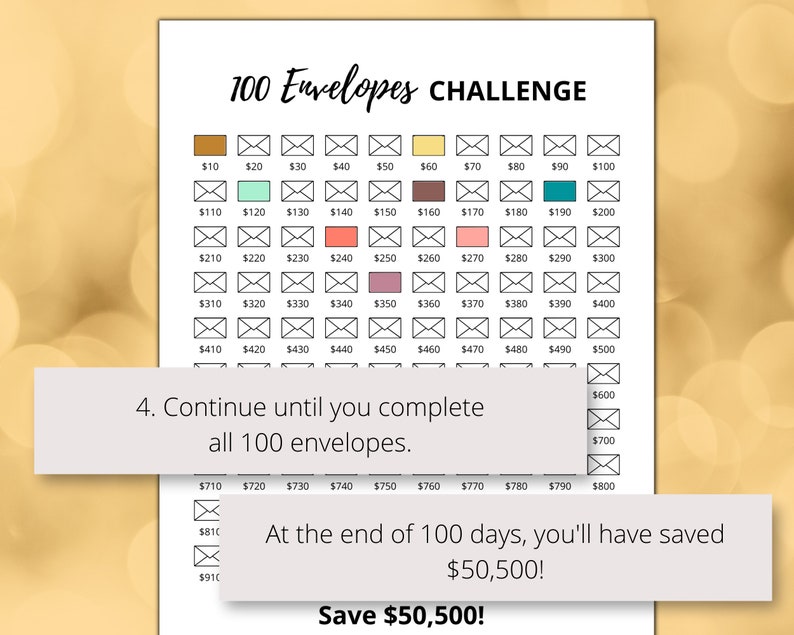 50k Savings Challenge Printable PDF Save 50000 in 100 Days - Etsy