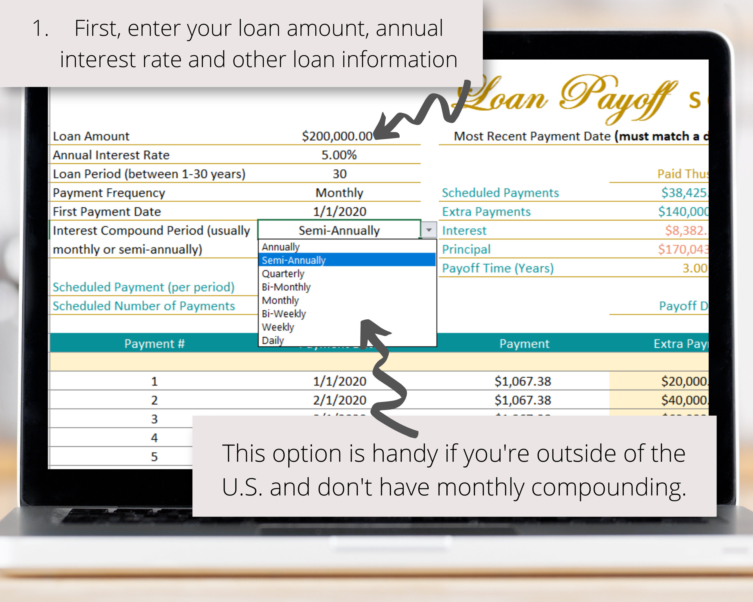 Early Loan Payoff Schedule Excel Spreadsheet Template, Mortgage ...