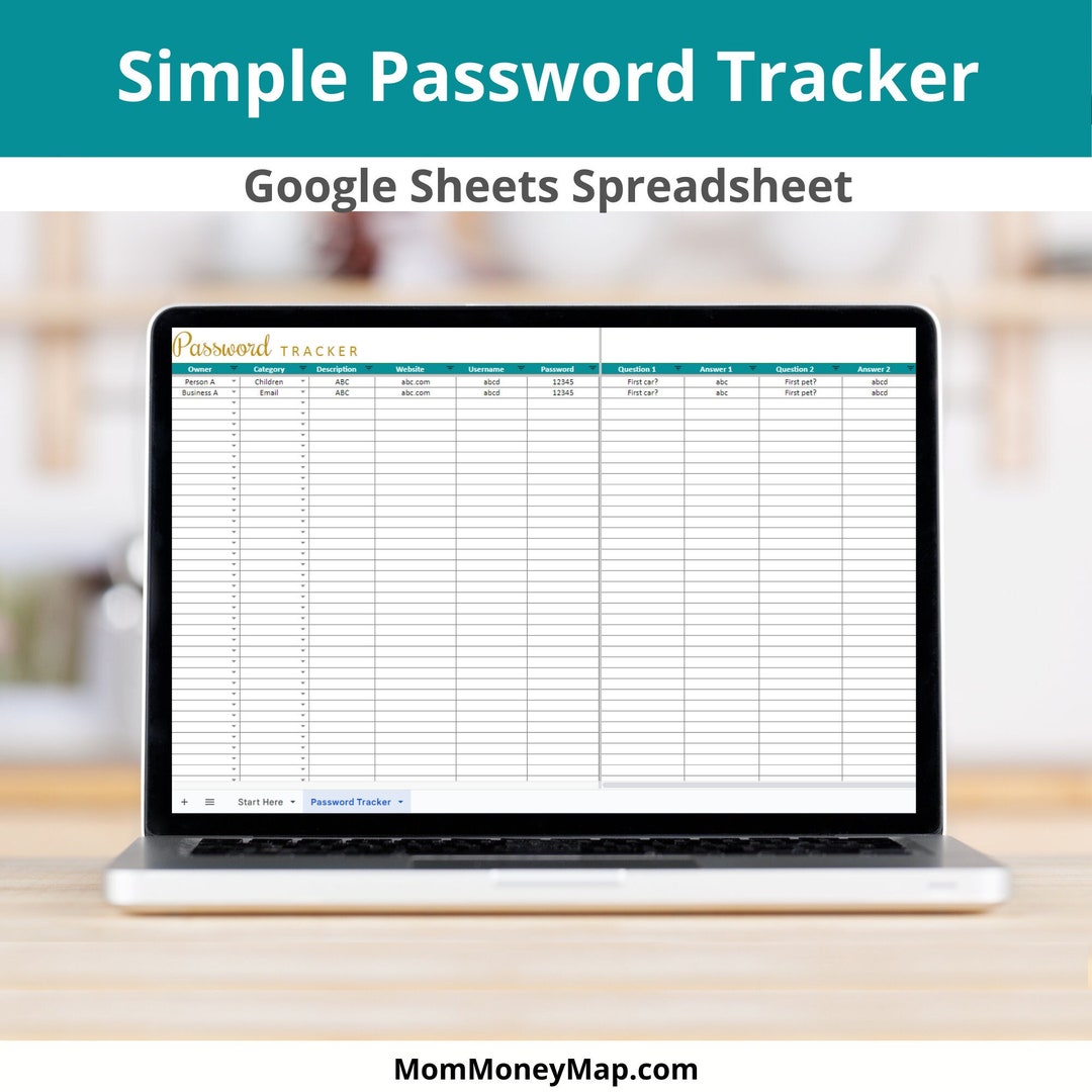 Password Tracker Google Sheets Spreadsheet to Log Logins and Passwords ...
