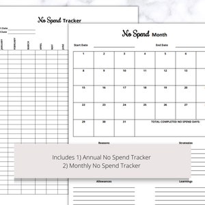No Spend Challenge Printable PDF, Zero Spend Tracker to Track Your No ...