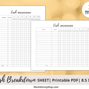 Cash Breakdown Sheet Printable PDF Money Breakdown Form by - Etsy Canada