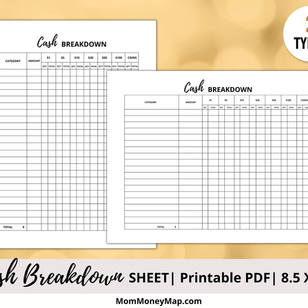 Cash Counting Sheet - Etsy