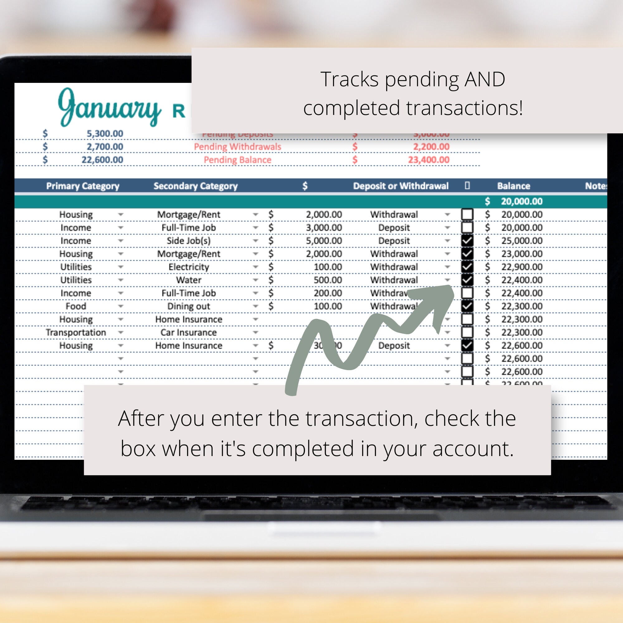 2 Checkbook Registers With Monthly and Annual Summaries Google Sheets ...