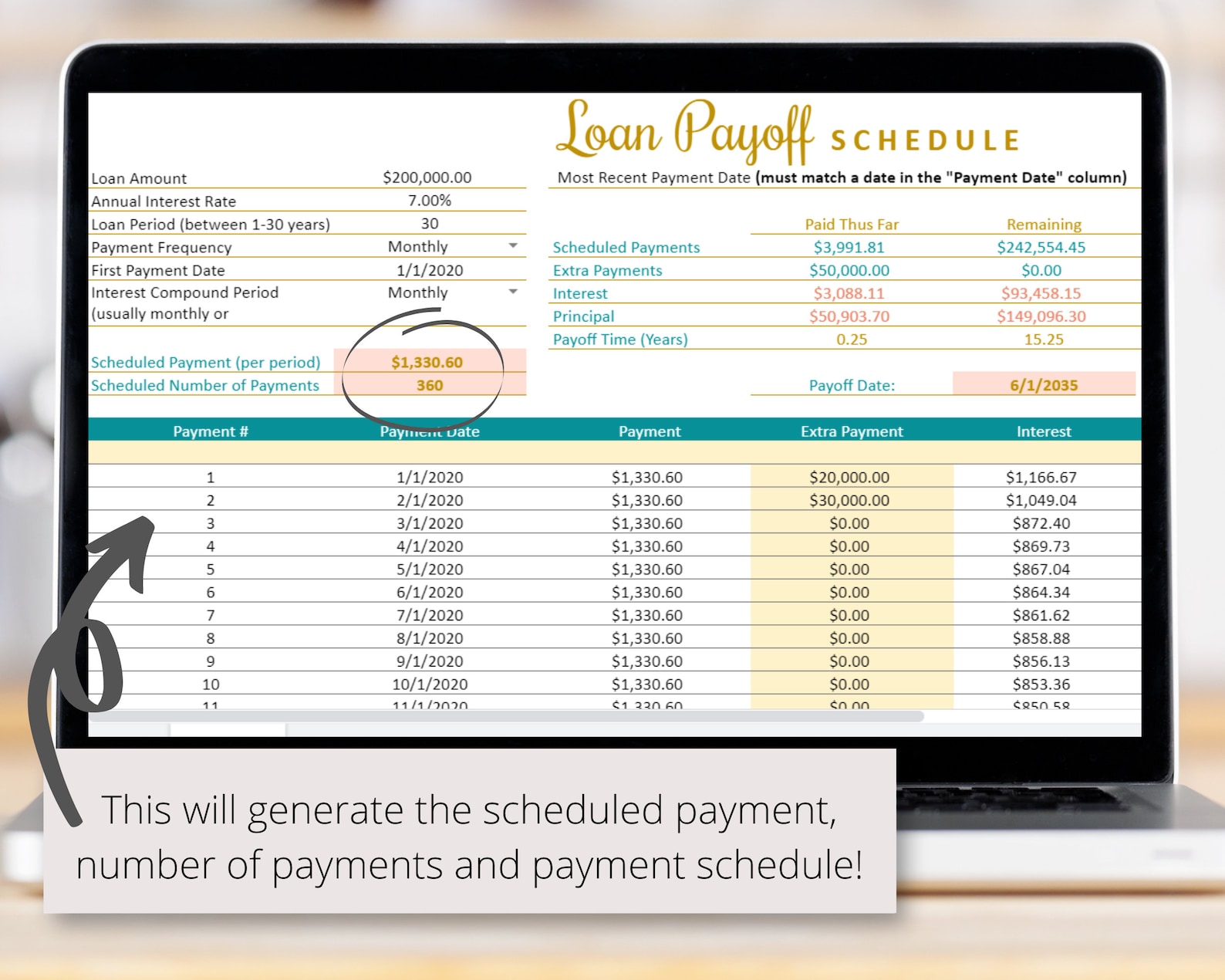 Loan Repayment Google Sheets Spreadsheet, Mortgage Amortization ...