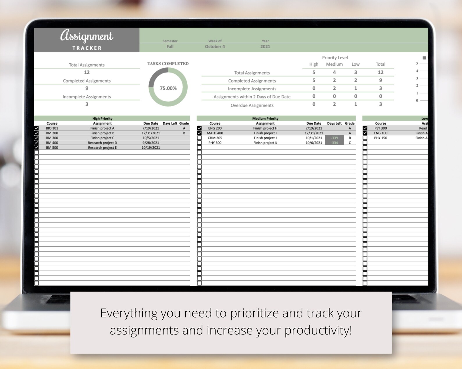 Assignment Planner Template Google Sheets Spreadsheet Student - Etsy