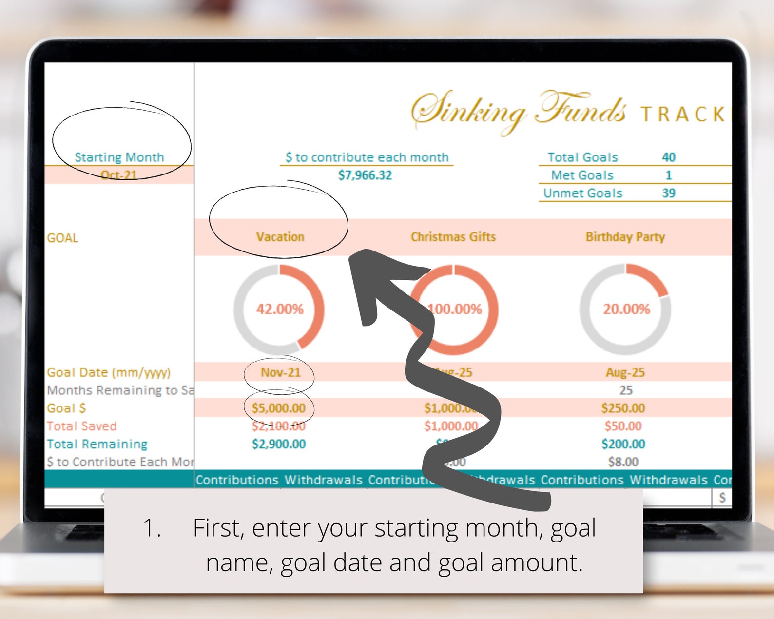 Sinking Funds Tracker Excel Spreadsheet Savings Goal Recorder - Etsy