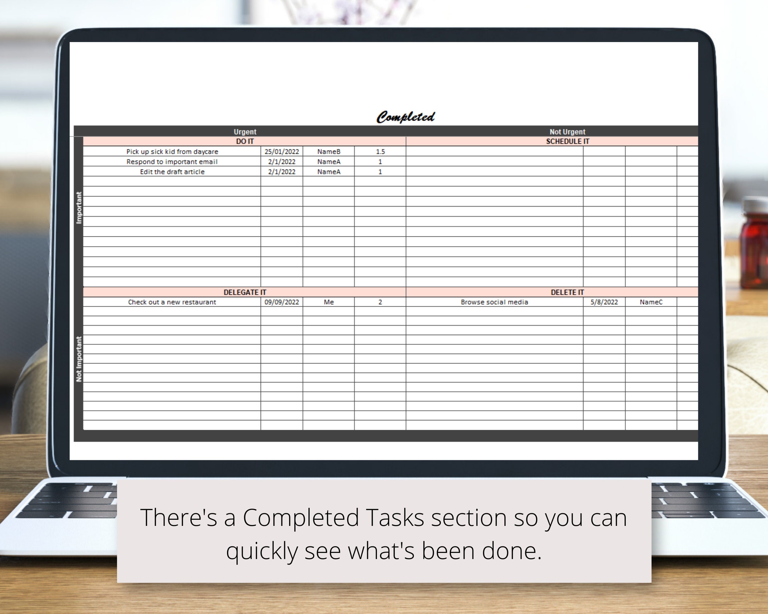 Task Priority Matrix Planner With Eisenhower Method Urgent-important ...